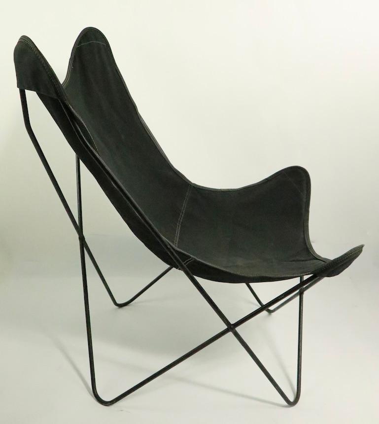 Mid Century Butterfly Chair with Black Canvas Sling Seat at 1stDibs ...