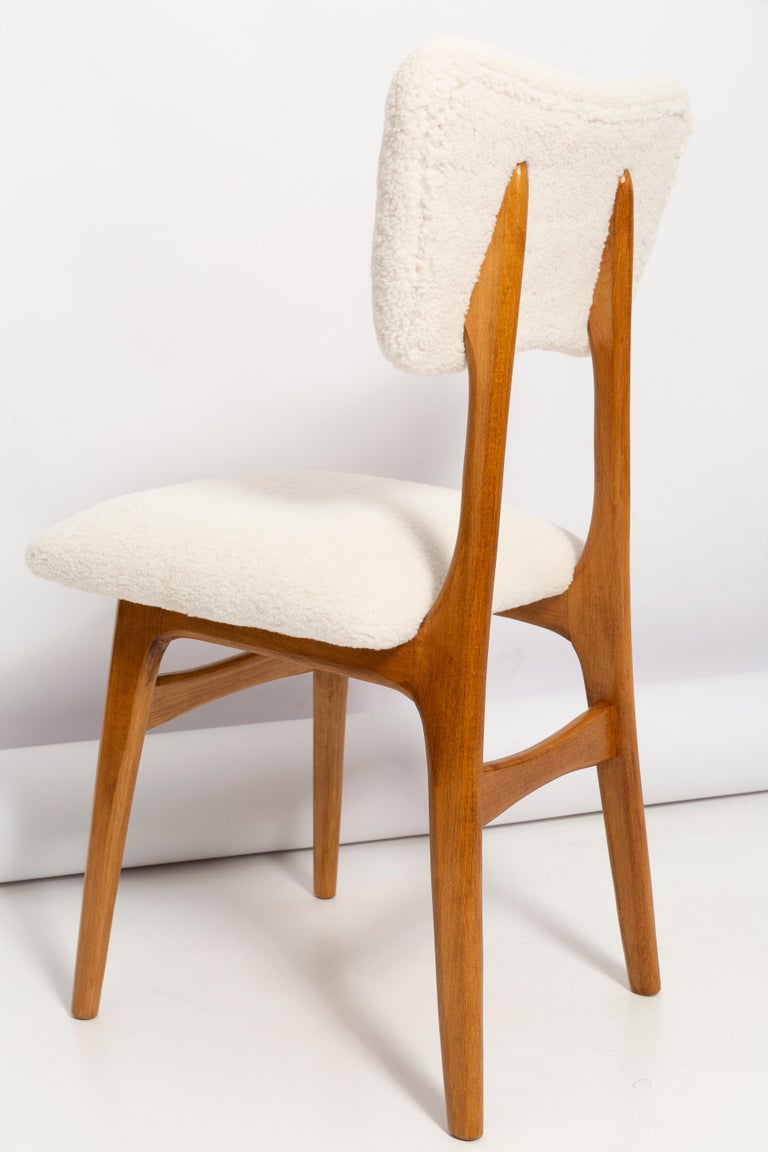 Mid Century Butterfly Dining Chair, Light Creme Boucle, Poland, 1960s ...
