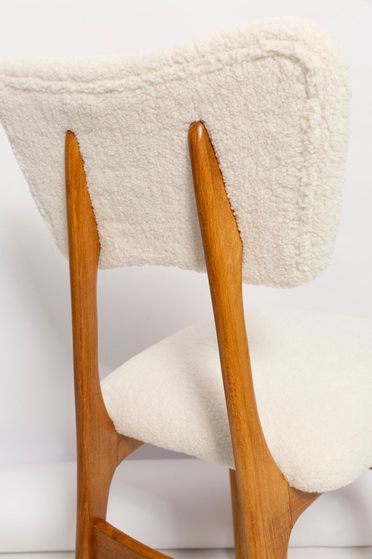 Mid Century Butterfly Dining Chair, Light Creme Boucle, Poland, 1960s ...