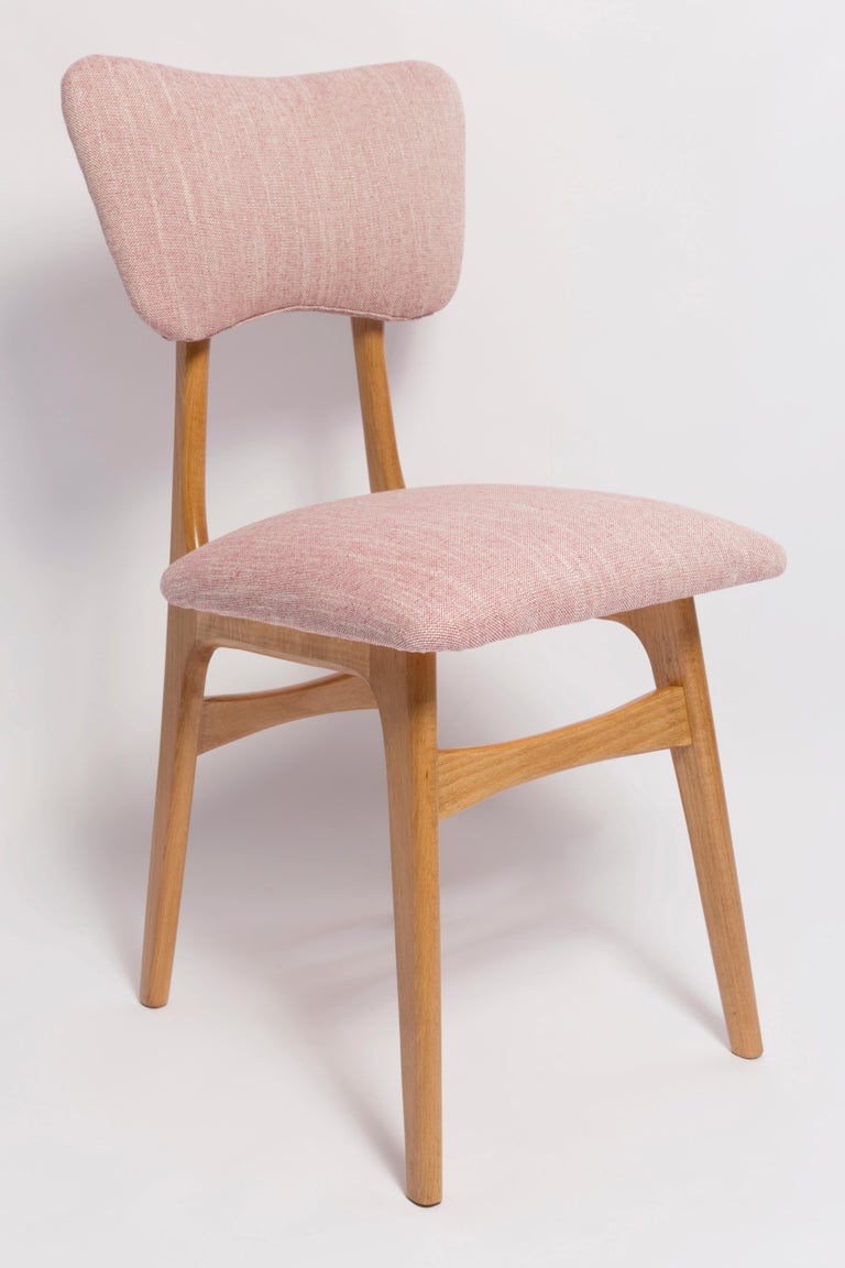 Mid Century Butterfly Dining Chair, Pink Linen, Light Wood, Europe ...