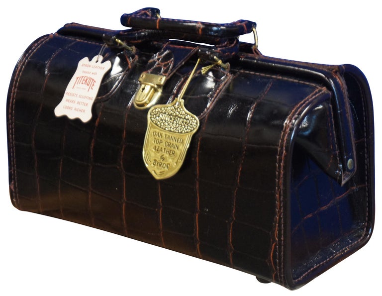 Mid Century Byron Upjohn Top Grain Leather Doctors Medical Bag Travel ...