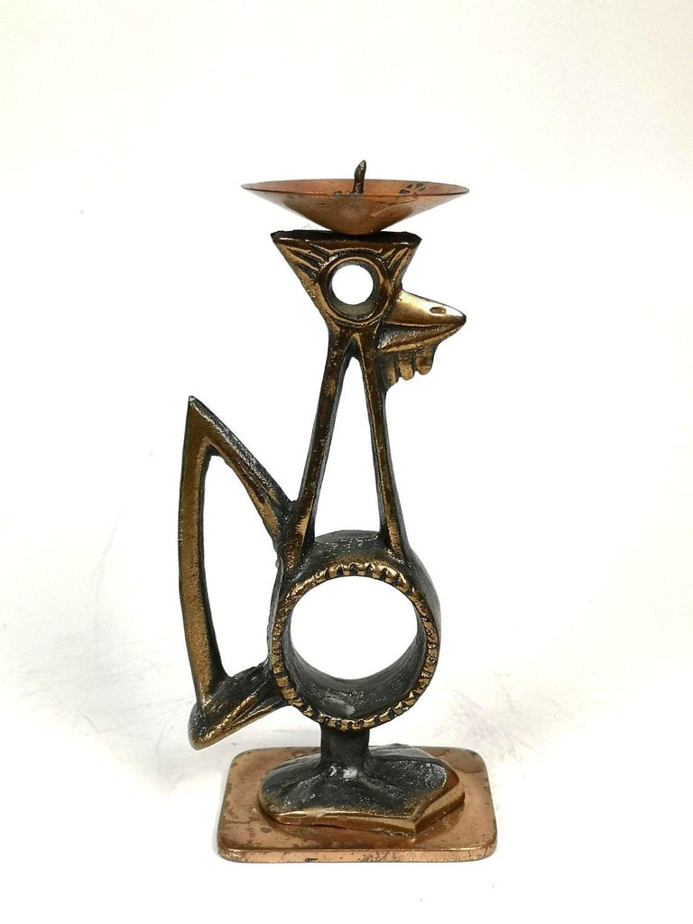 Mid-Century Candlestick Rooster Figure 1970s For Sale at 1stDibs