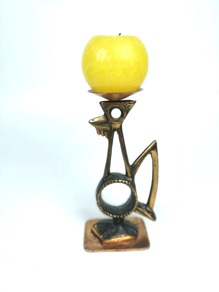 Mid-Century Candlestick Rooster Figure 1970s For Sale at 1stDibs