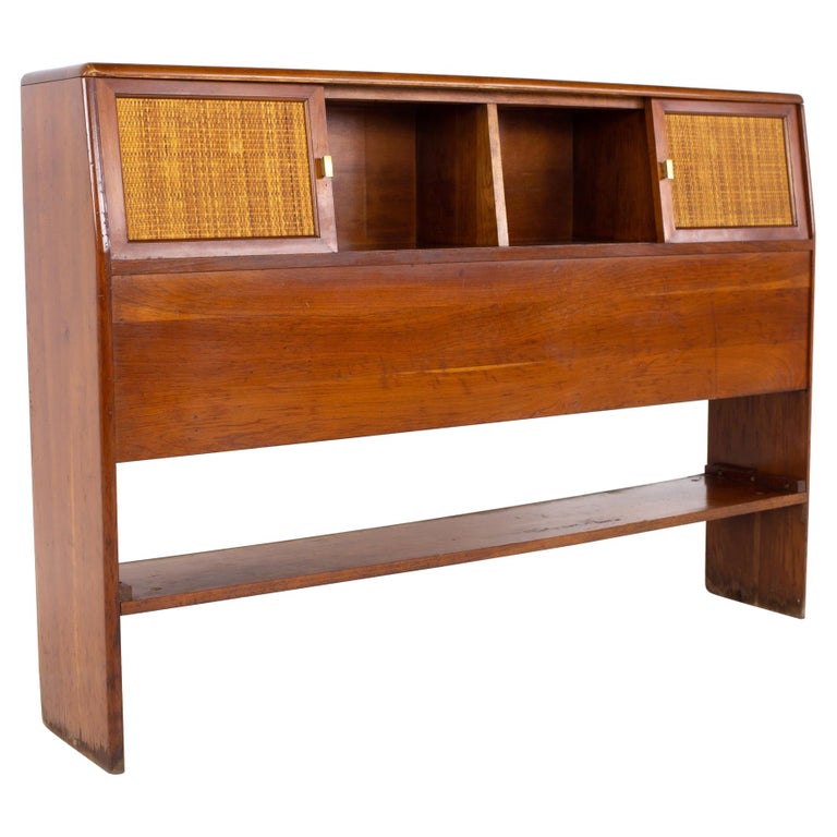 Mid Century Cane Front Storage Full Headboard at 1stDibs