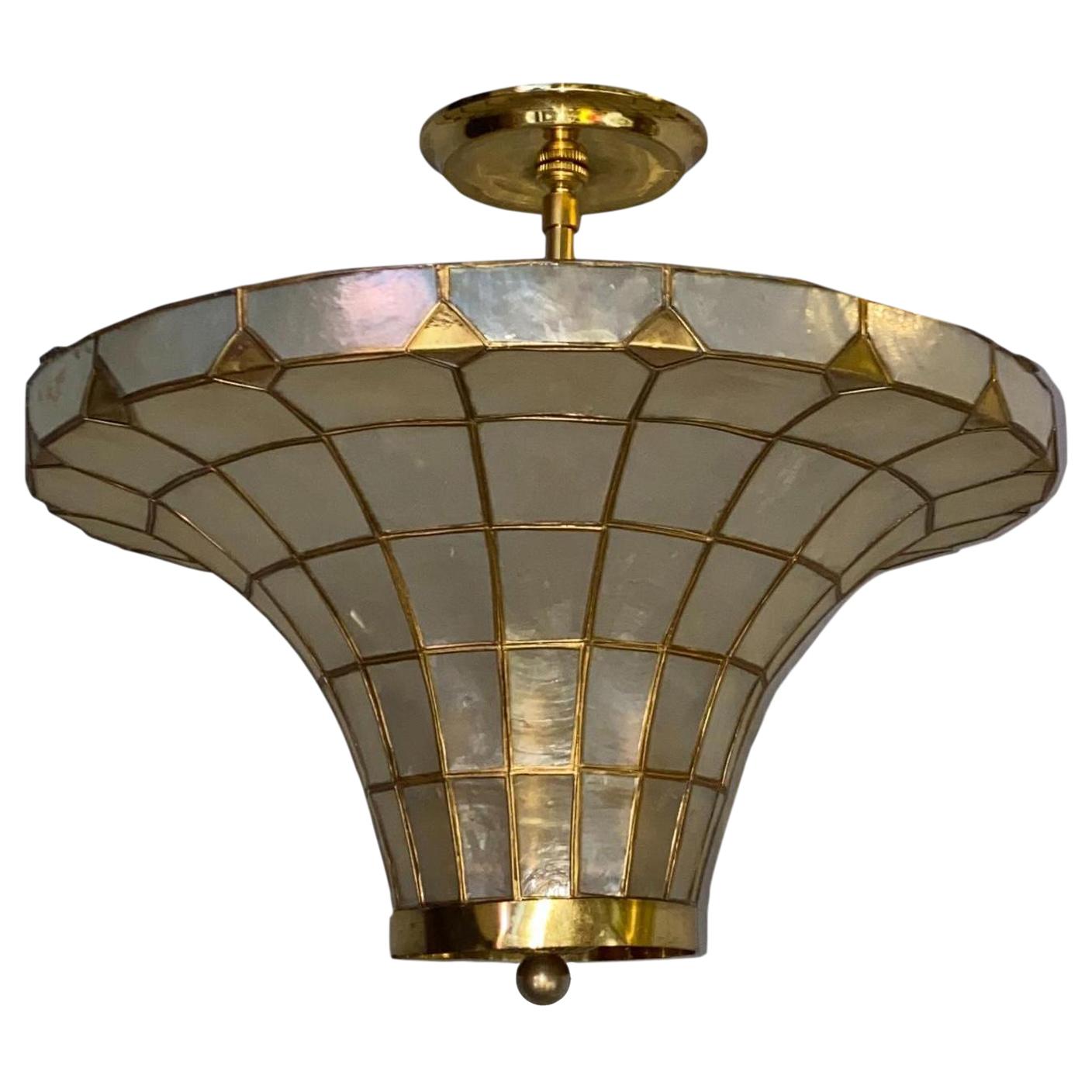 Vintage Capiz Shell Chandelier with Gold Accents at 1stDibs