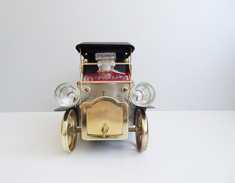 Mid-Century Car Shaped Music Box with Decanter and Glasses, Licquor Set ...