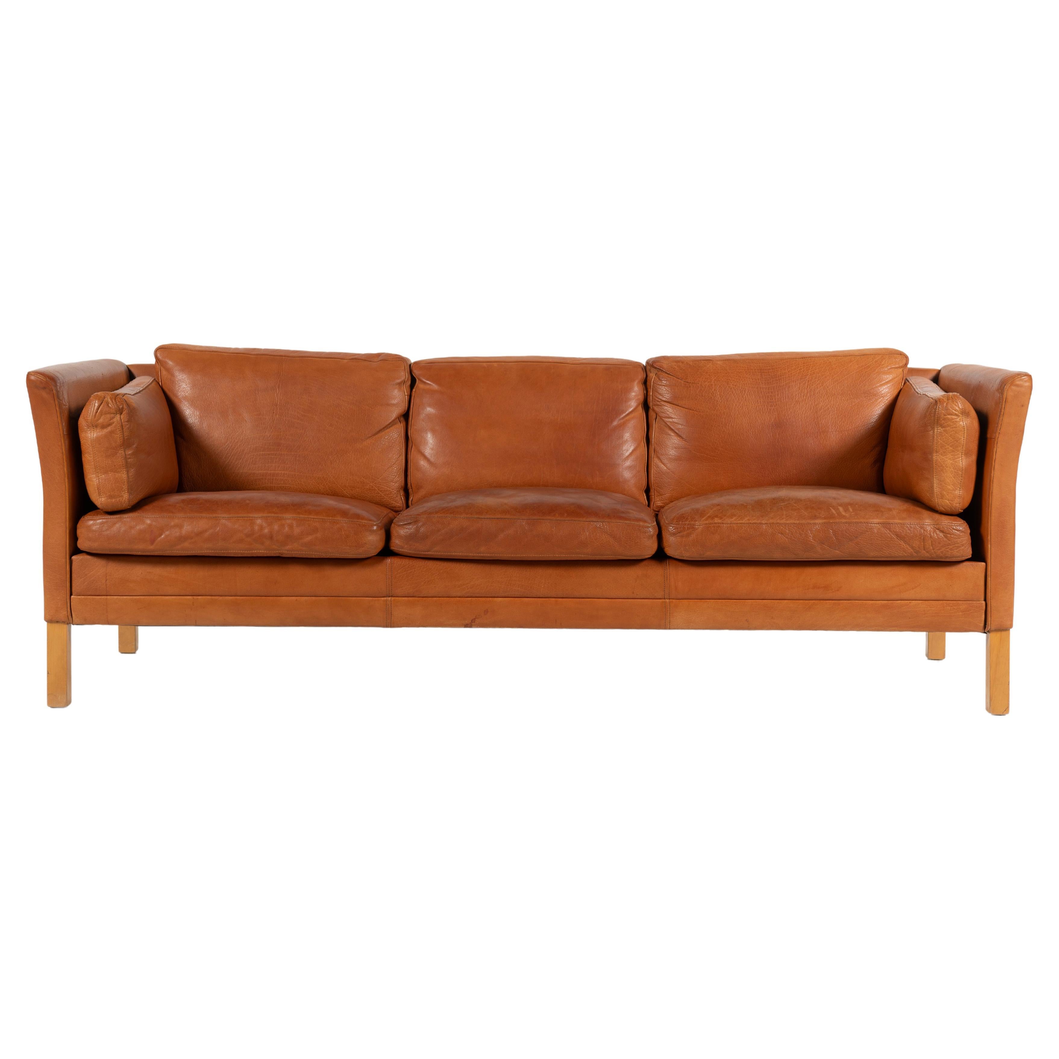 Mid-Century Caramel Buffalo Leather Sofa by Mogens Hansen, Denmark ...
