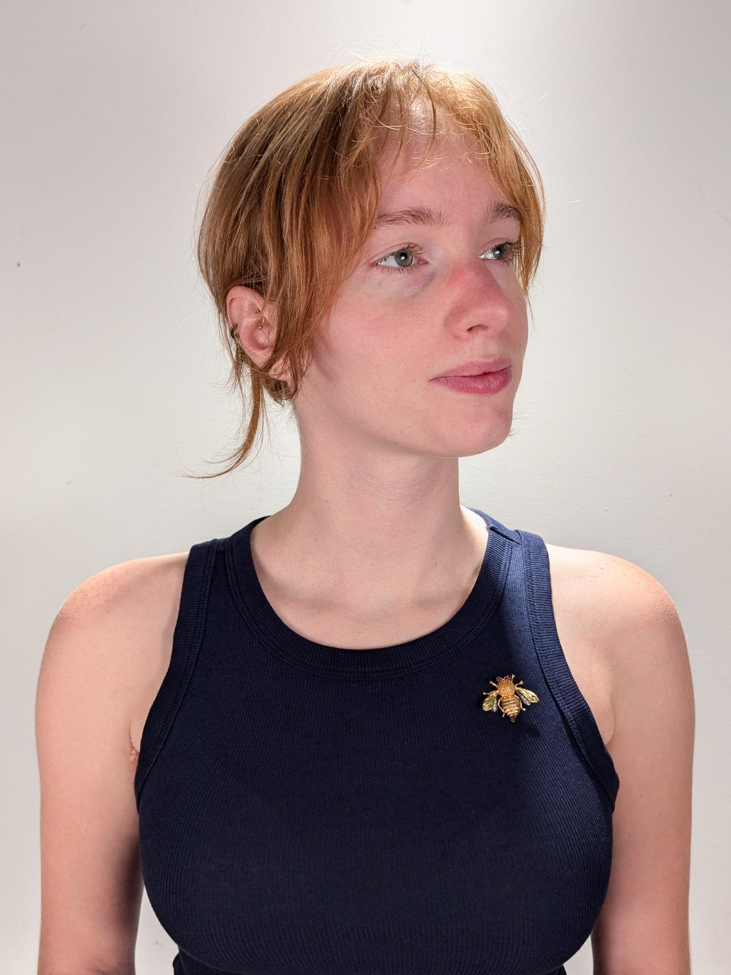 Mid-Century Carl Lindstrom and Son Diamond, Ruby, and 14k Gold Bumble ...