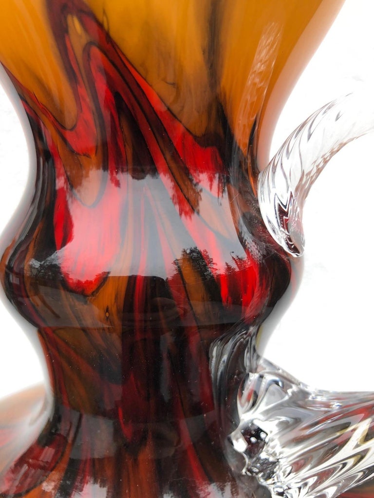 Mid-Century Carlo Moretti Orange Opaline Vase For Sale at 1stDibs