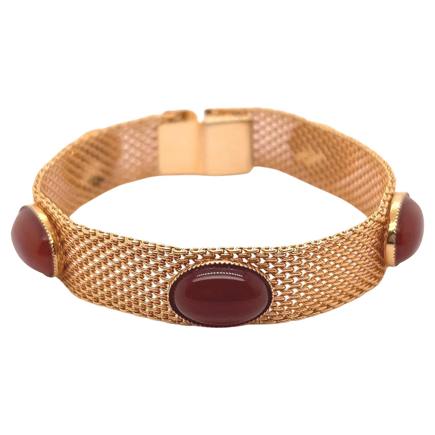 Victorian Tri-Color Gold Mesh and Tassel Bracelet at 1stDibs