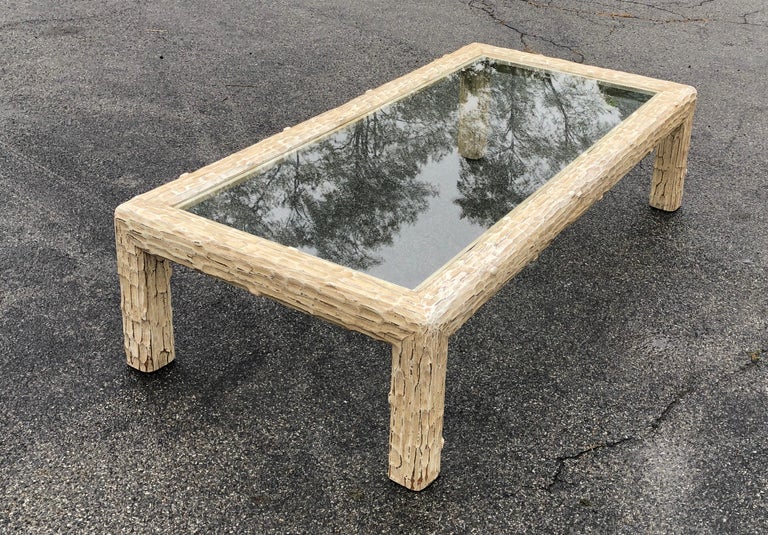 Mid Century Carved and Painted Wood “Bark” Coffee Table For Sale at 1stDibs