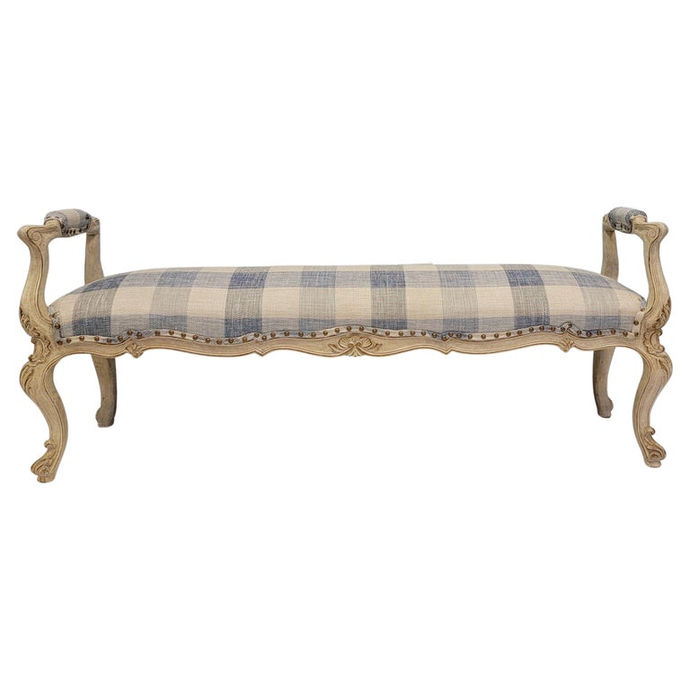 Mid-Century Carved French Style Blue and White Bench at 1stDibs | is f ...