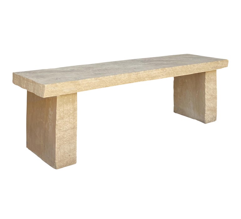 Mid Century Carved Limestone Minimalist Bench at 1stDibs