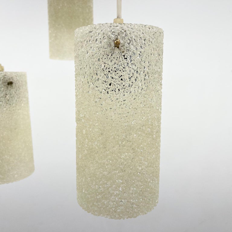 Mid-Century Cascade Wood and Crushed Plastic Pendant Light, 1970's For ...