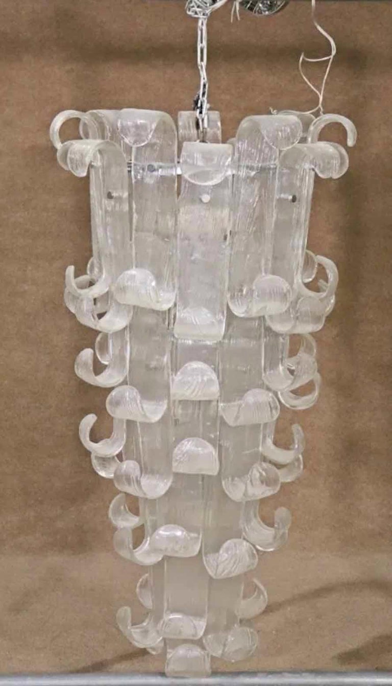 Mid-Century Cascading Glass Chandelier For Sale at 1stDibs