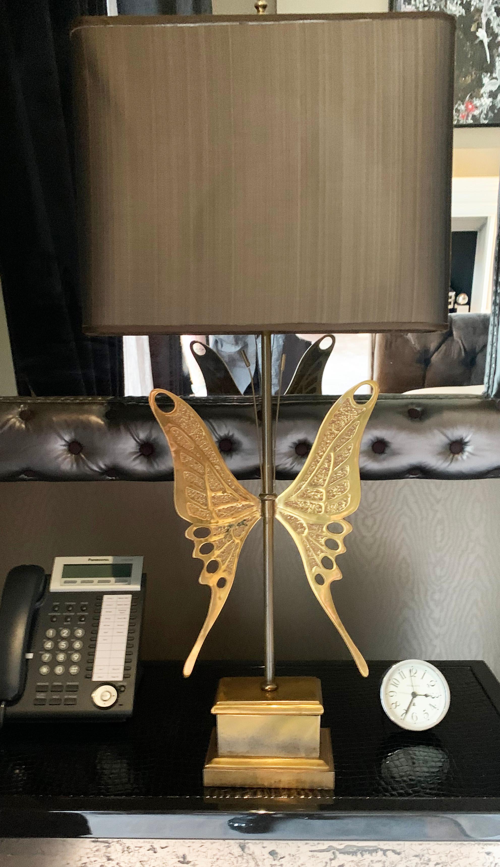 Brass Butterfly Table Lamps - Mid Century attributed to Maison Charles ...