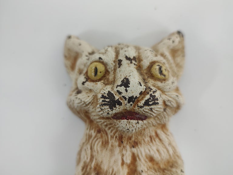Midcentury Cast Iron White Cat Door Stop with Original Paint For Sale ...