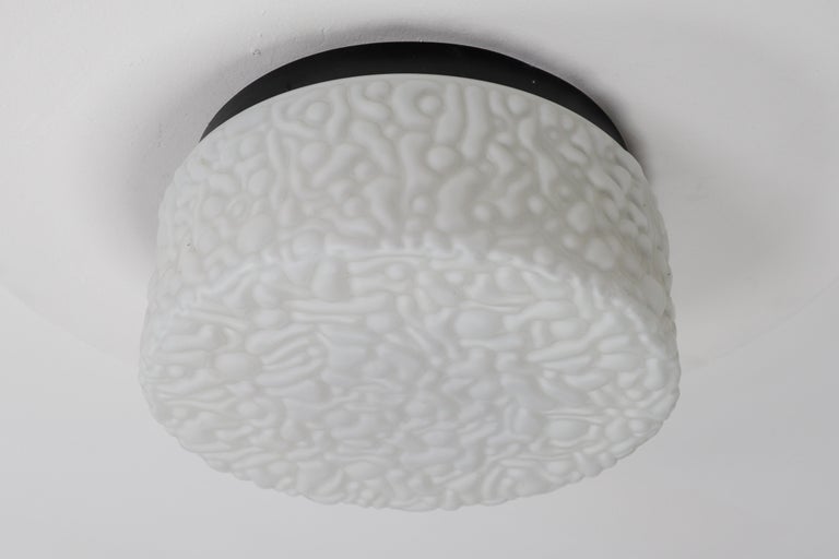 Midcentury Ceiling or Wall Scones with "Brain" Structured Opaline Glass ...