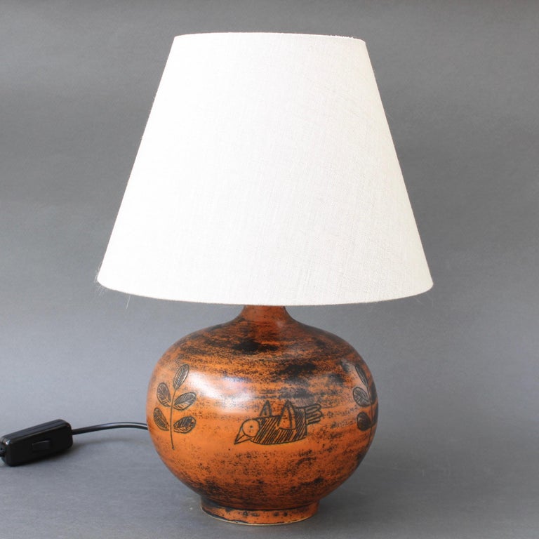 Midcentury Ceramic Burnt-Orange Table Lamp by Jacques Blin, circa 1950s ...