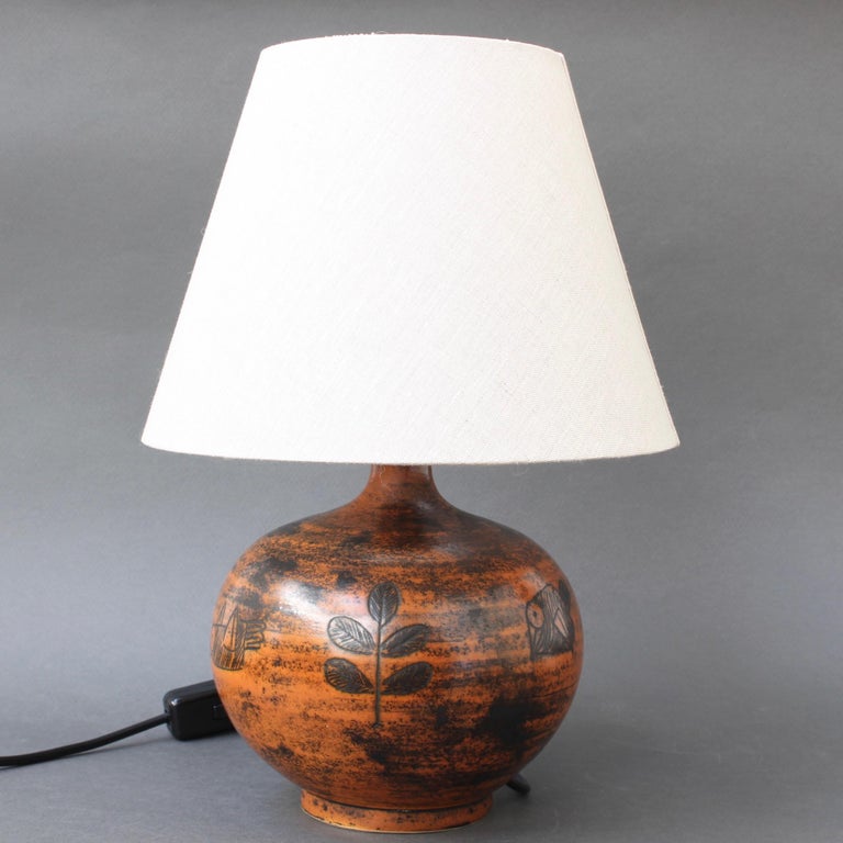 Midcentury Ceramic Burnt-Orange Table Lamp by Jacques Blin, circa 1950s ...