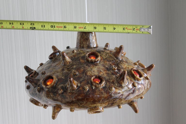 Mid Century Ceramic Hanging Jeweled Fixture, Denmark For Sale at 1stDibs