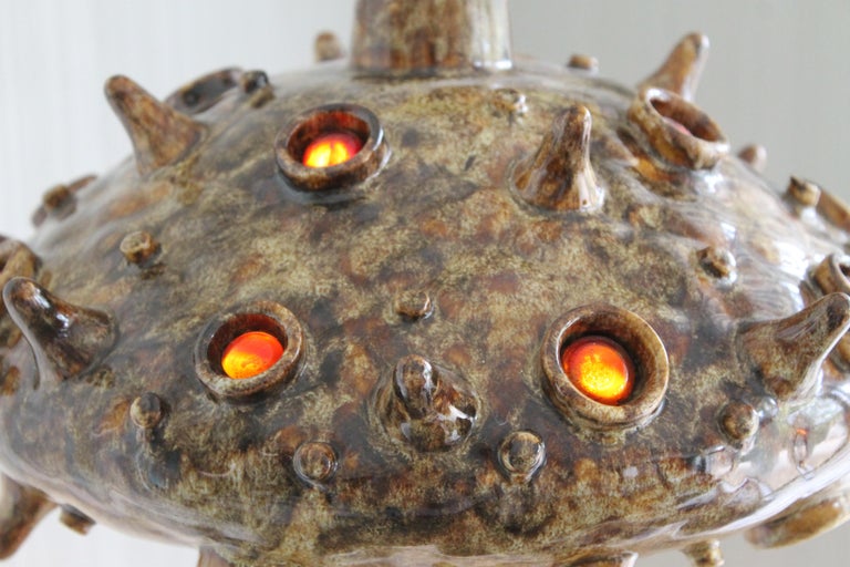 Mid Century Ceramic Hanging Jeweled Fixture, Denmark For Sale at 1stDibs