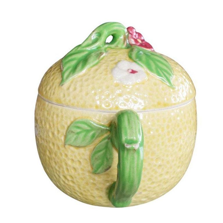 Mid Century Ceramic Lemon Pitcher with Juicer and Lid in Yellow and ...