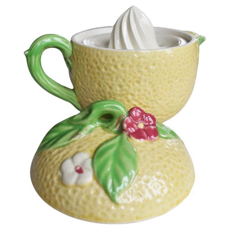 Mid Century Ceramic Lemon Pitcher with Juicer and Lid in Yellow and ...