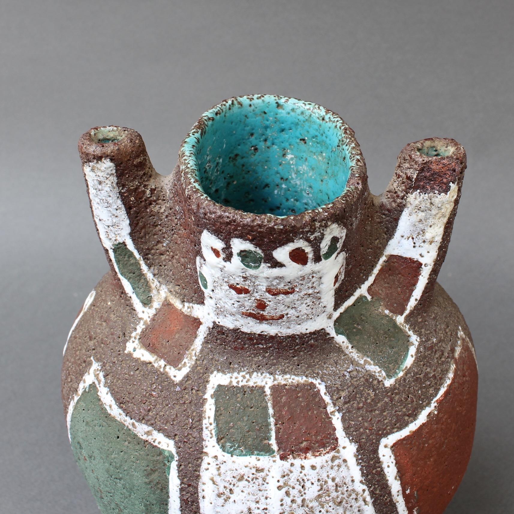 Midcentury Ceramic Vase with Human Figure Motif by Accolay, circa 1950s ...