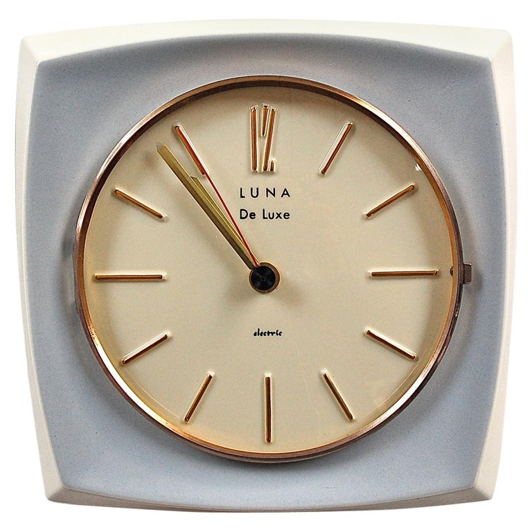 Midcentury Ceramic Wall Clock by Luna For Sale at 1stDibs