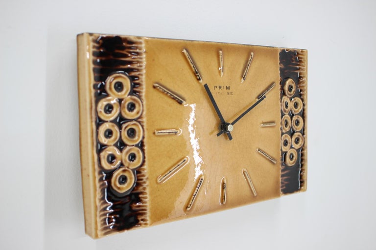 Mid Century Ceramicl Wall Clock by PRIM, Czechoslovakia, 1960s For Sale ...