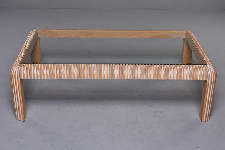 Mid Century Cerused Coffee Table with Reeded Legs and Glass Top For ...