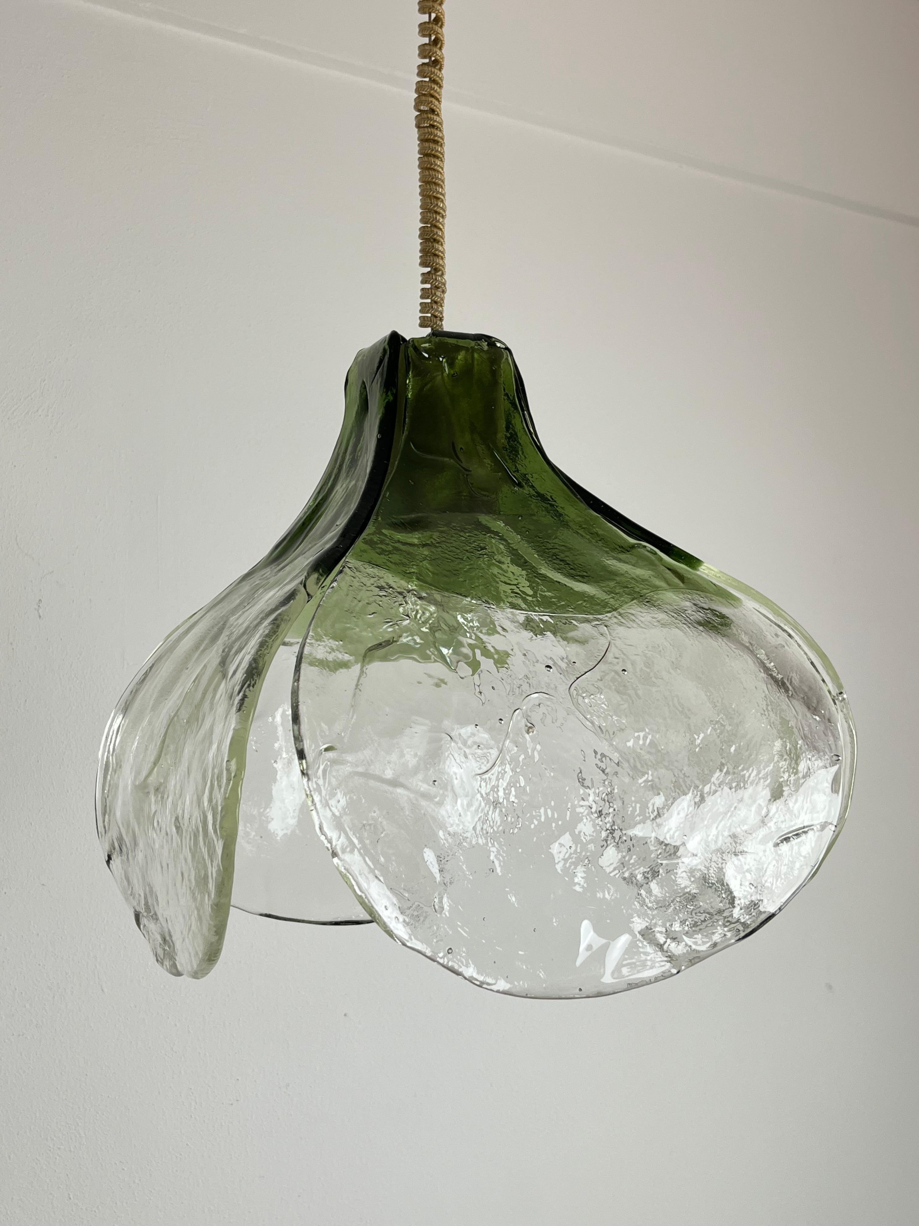 Mazzega Tulip Pendant Lamp Green and Clear Murano Glass by Carlo Nason Italy 1960s For Sale at ...