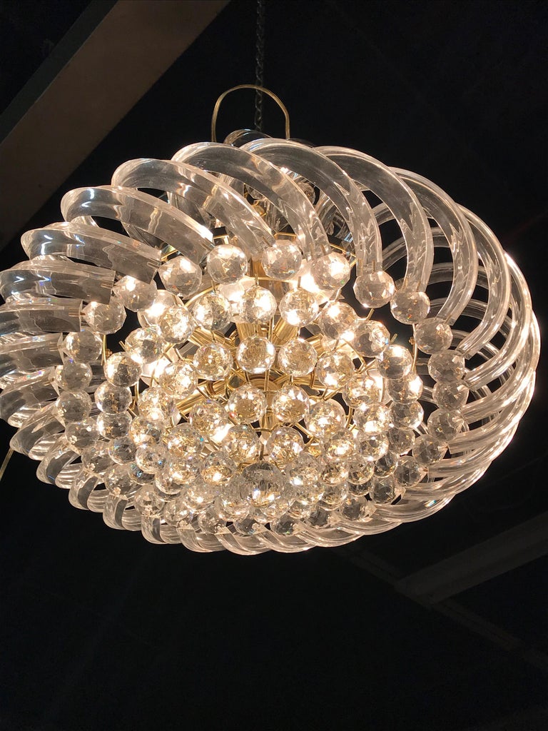 Mid Century Chandelier Lucite and Decorative Balls For Sale at 1stDibs