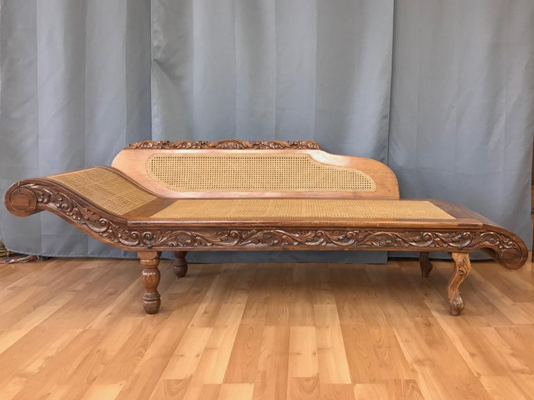 Mid-Century Chinese Annatto Wood and Rattan Daybed or Chaise Lounge For ...