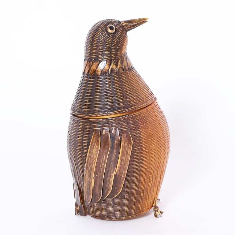 Mid-Century Chinese Wicker Bird Box or Basket For Sale at 1stDibs