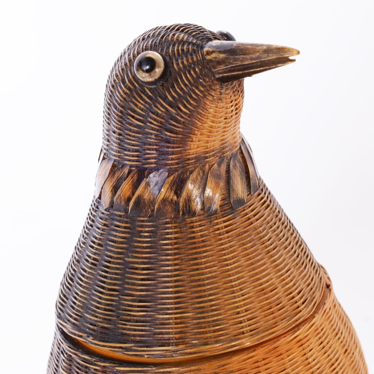 Mid-Century Chinese Wicker Bird Box or Basket For Sale at 1stDibs