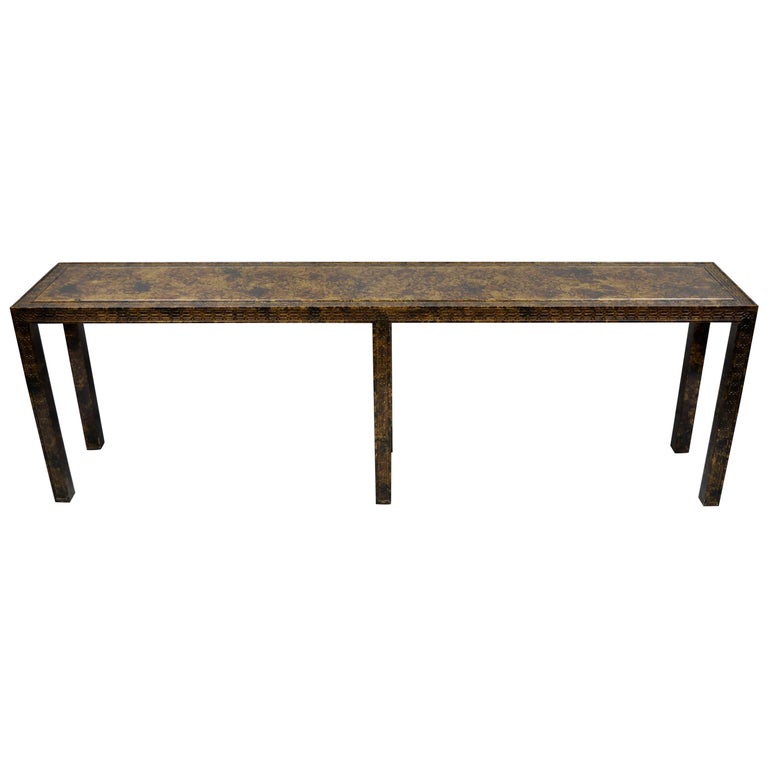 Midcentury Chinoiserie Faux Tortoise Shell Lacquer Console Sofa Table ...