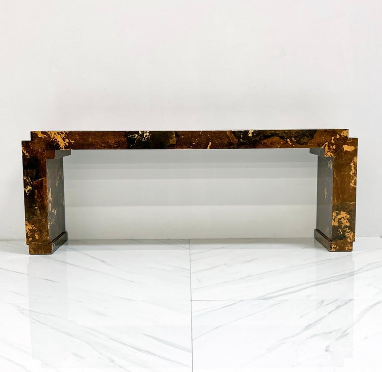 Midcentury Chinoiserie Lacquered Parchment Paper Console Table For Sale ...