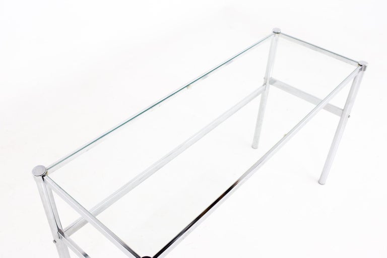Mid Century Chrome and Glass Console Table For Sale at 1stDibs