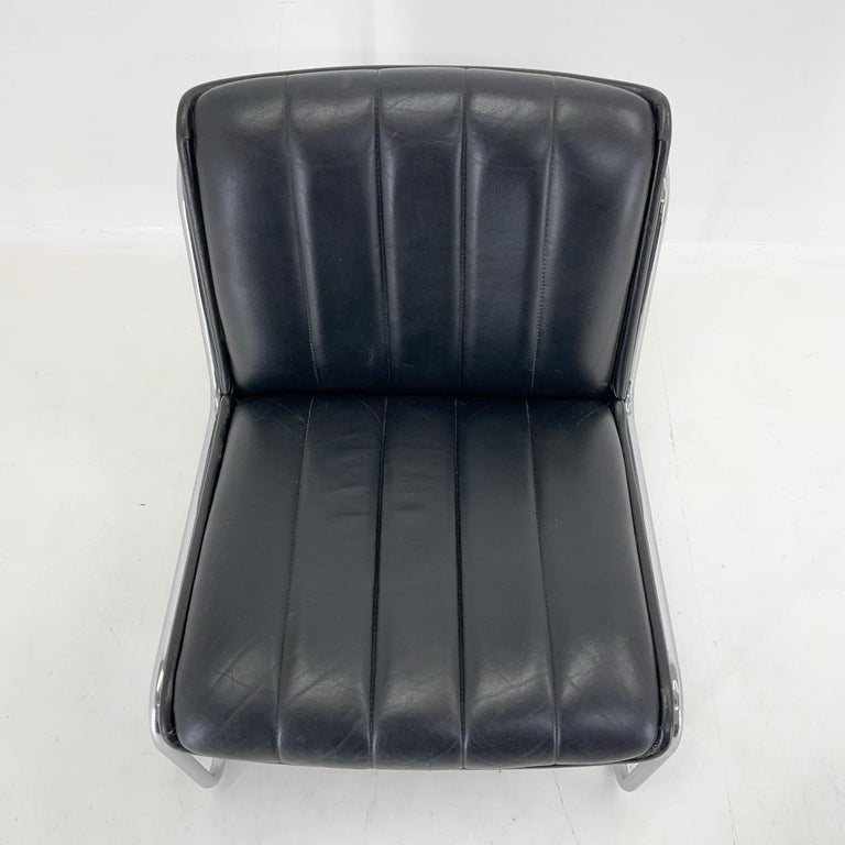 Midcentury Chrome and Leatherette Lounge Chair, Germany For Sale at 1stDibs