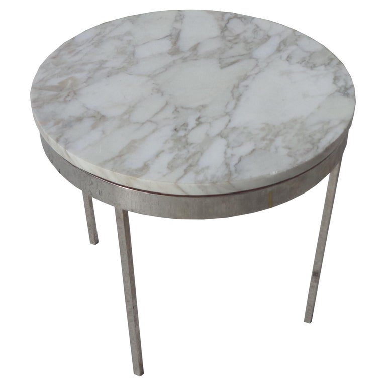 Mid Century Chrome Marble Side Table in the Style of Nico Zographos For ...
