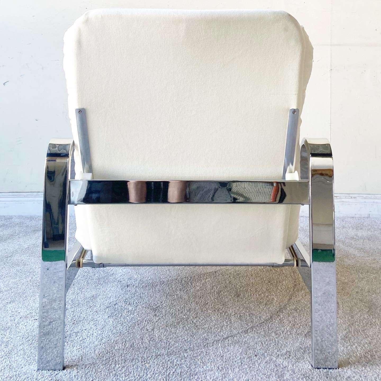 Mid Century Chrome Reclining Lounge Chair With Ottoman by Selig ...