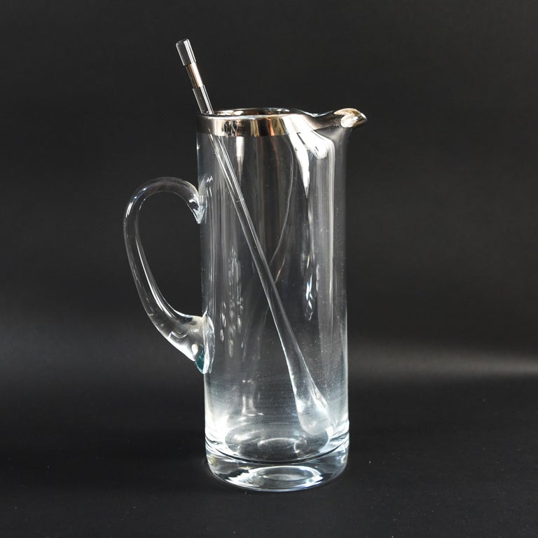 Midcentury Chromed Glasses and Pitcher Set For Sale at 1stDibs