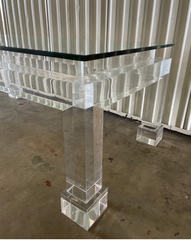 Mid Century Chunky Lucite Coffee Table For Sale at 1stDibs