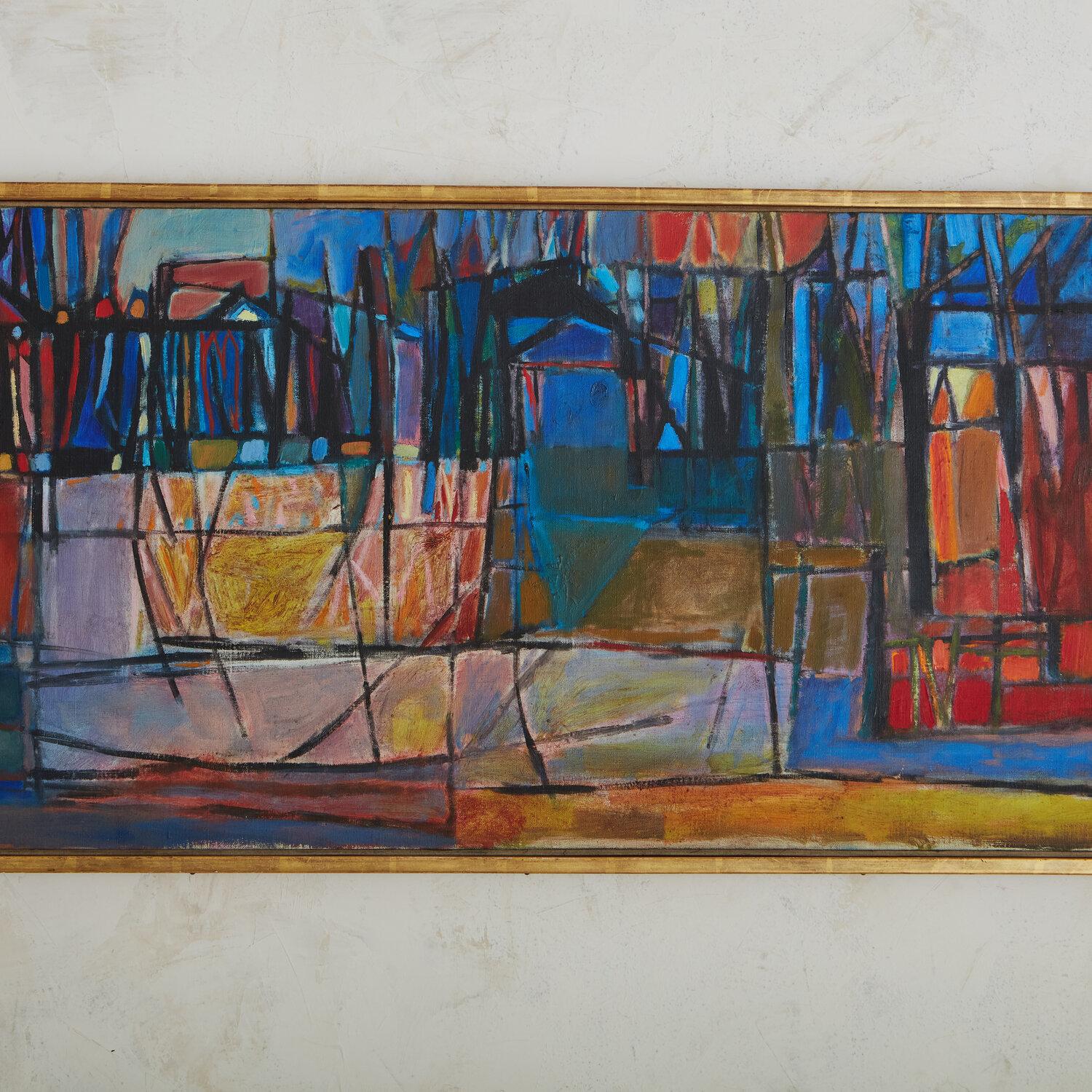 Mid Century Cityscape Oil Painting by Shirley Eisman, 1955 at 1stDibs ...