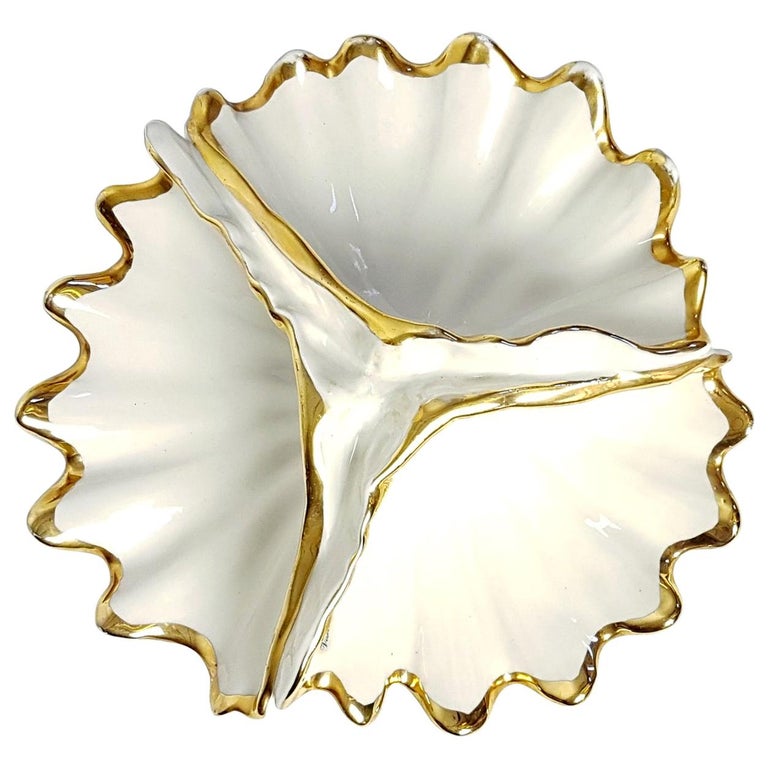 Mid Century Clam Shell Porcelain Bowl by Capodimonte, Italy For Sale at ...