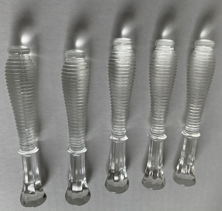 Mid-Century Clear Glass Cocktail Muddlers Set of 5 For Sale at 1stDibs