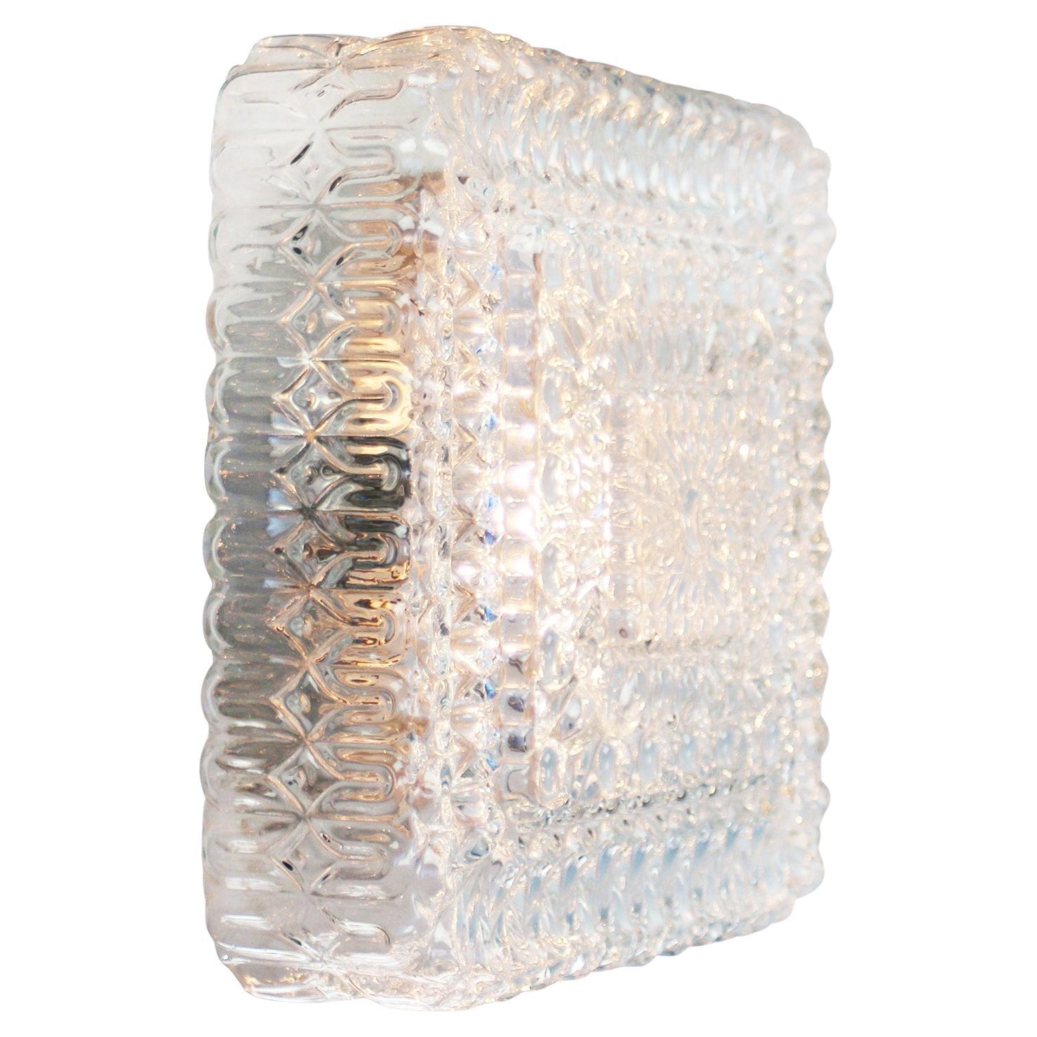 Mid-Century Round Clear cut Glass Sconces Flush Mounts , Germany 1960 ...