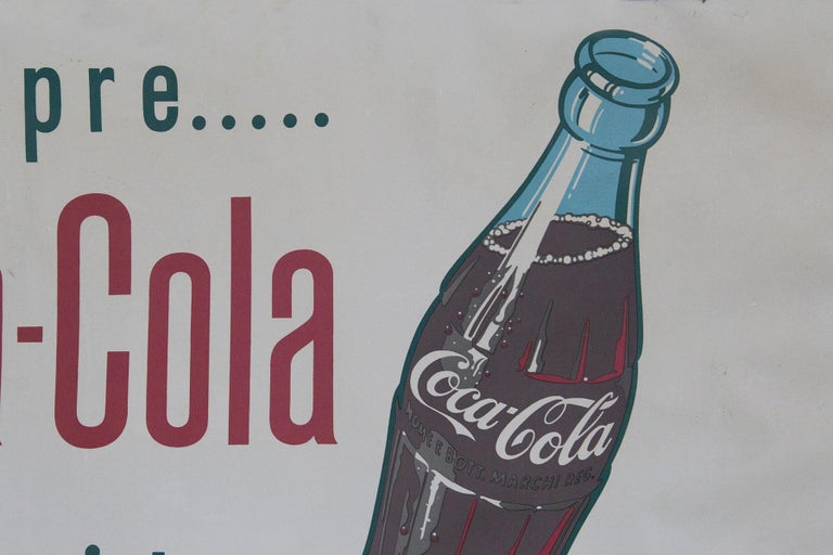 Midcentury Coca Cola Poster For Sale at 1stDibs